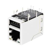 China LPJU3024BHNL 1000 Base-T Integrated RJ45 Female Connector With Single USB for sale