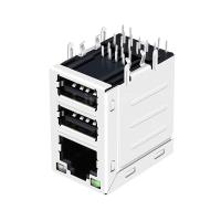 China LPJU5303B50NL 100/1000 Base-T RJ45 Jack with Dual USB Modular Connector Tab Up Green/Green&Yellow LED for sale