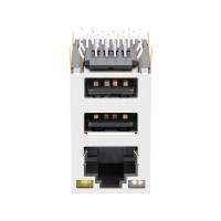 China LPJU5202BONL RJ45 Magjack Dual USB Combo 100/1000 Base-T Tab Up Orange&Green/Yellow LED for sale