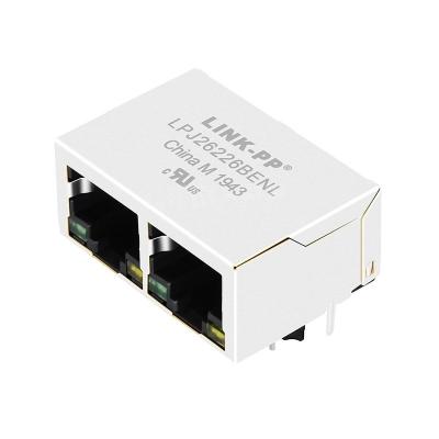 China YDS 62F-1207GYDNW2NL  Compatible LINK-PP LPJ26226BENL 10/100 Base-T 8p8c Tab Down Green/Yellow LED 1x2 Port RJ45 Connector for sale