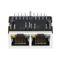 China YDS 62F-1207GYDNW2NL  Compatible LINK-PP LPJ26226BENL 10/100 Base-T 8p8c Tab Down Green/Yellow LED 1x2 Port RJ45 Connector for sale