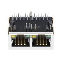 China Pulse JXD0-2019NL Compatible LINK-PP LPJG26945BENL 10/100/1000 Base-T 10p8c Tab Down Green/Yellow LED 1x2 Port RJ45 Connector for sale