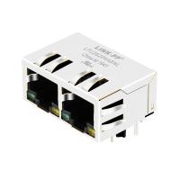 China Hanrun HR911205 Compatible LINK-PP LPJ26204ABNL 10/100 Base-T 8p8c Tab Down Green/Yellow LED 1x2 Port RJ45 Jack for sale