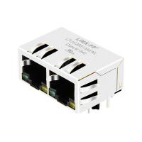 China Halo HFJ12-1G01ER-L12RL Compatible LINK-PP LPJG26813AENL 10/100/1000 Base-T 10p8c Tab Down Green/Yellow LED 1x2 Port Ethernet RJ45 Connector for sale
