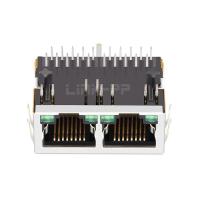 China Halo HFJ12-E1G46ER-L11RL Compatible LINK-PP LPJG26918AFNL 10/100/1000 Base-T 10p8c Tab Down Green/Green LED 1x2 Port RJ45 Connector for sale