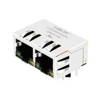 China Halo HFJ12-1G16ER-L12RL Compatible LINK-PP LPJG26973AENL 100/1000 Base-T Green/Yellow Led Tab Down 1x2 Port Ethernet RJ45 Jack for sale
