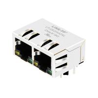 China WE 7499021125 Compatible LINK-PP LPJ26204ADNL 10/100 Base-T Tab Down Yellow/Green LED 1x2 Port Ethernet Connector Modules for sale
