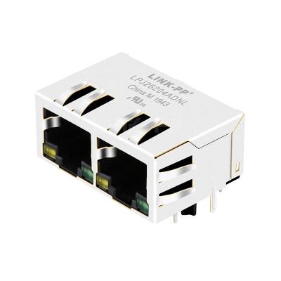 China WE 7499021125 Compatible LINK-PP LPJ26204ADNL 10/100 Base-T Tab Down Yellow/Green LED 1x2 Port Ethernet Connector Modules for sale