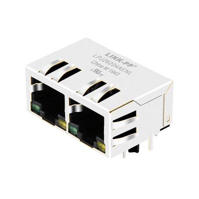 China Hanrun HR911205C Compatible LINK-PP LPJ26204AENL 10/100 Base-T Tab Down Green/Yellow LED 1x2 Port Ethernet Connector Modules for sale