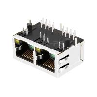 China YDS 62F-1204GYD2 Compatible LINK-PP LPJ26204AENL 10/100 Base-T Tab Down Green/Yellow LED 1x2 Port Side Entry Pcb Jack for sale