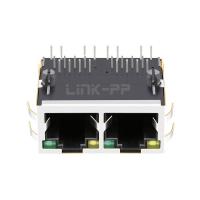 China LPJ21028AGNL 10/100 Base-T Tab Up 1x2 Port RJ45 Magnetic Connector for sale