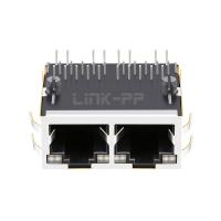 China LPJG27305A47NL 10/100/1000 Base-T Tab Up 1x2 Port RJ45 Modular Jack for sale