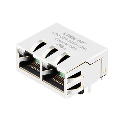 China RTB-19GB9J1A Compatible LINK-PP LPJG27395AONL 10/100/1000 Base-T Tab Up Orange&Green/Yellow LED 1x2 Port RJ45 Connectors for sale