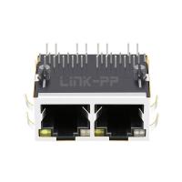 China LPJG27395AONL 10/100/1000 Base-T 1x2 Port With Leds RJ45 Female Connector for sale