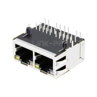China LPJG27395AONL 10/100/1000 Base-T 1x2 Port With Leds RJ45 Female Connector for sale