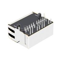 China LPJG27395AONL 10/100/1000 Base-T 1x2 Port With Leds RJ45 Female Connector for sale