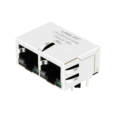 China Pulse JG0-0031NL Compatible LINK-PP LPJ28002A34NL 10/100 Base-T Tab Up Green/Green LED 1x2 Port RJ45 FastJacks for sale