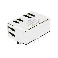 China Pulse JXD0-2005NL Compatible LINK-PP LPJ26404AENL 1x2 Port RJ45 Modular Jack 10/100 Base-T Tab Down Green/Yellow LED for sale
