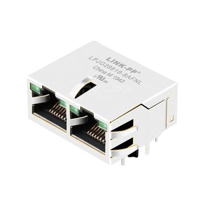 China Belfuse 0875-1G2T-E3 Compatible LINK-PP LPJG28818-8AFNL 100/1000 Base-T Tab Up Green/Green Led 1x2 Port 10P8C Modular Connector RJ45 for sale