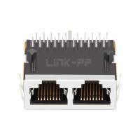 China LPJG26973CNL 100/1000 Base-T 1X2 Port Gigabit RJ45 Magjack Connector Tab Down Without Led for sale