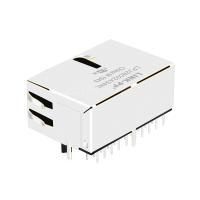 China LPJ28002A34NL 10/100 Base-T Tab Up Green/Green LED 1x2 Port RJ45 Connector FastJacks for sale
