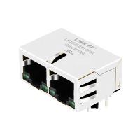 China LPJG28851AFNL 10/100/1000 Base-T Tab Up Green/Green LED 1x2 Port RJ45 Integrated Magnetic Jacks for sale