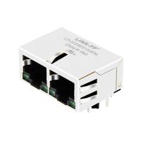China LPJG28851AWNL 10/100/1000 Base-T Tab Up Green/Green LED 1x2 Port RJ45 Magnetic Jacks for sale