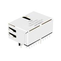 China LPJG28851AWNL 10/100/1000 Base-T Tab Up Green/Green LED 1x2 Port RJ45 Magnetic Jacks for sale