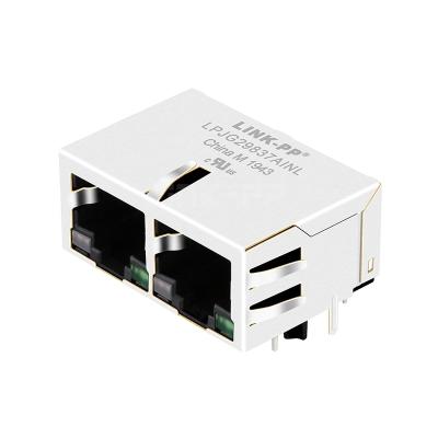 China LPJG29837AINL 10/100/1000 Base-T Tab Up Yellow&Green/Green LED 1x2 Port RJ45 FastJacks for sale