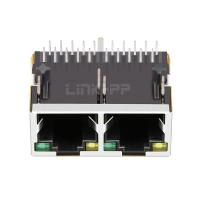China LPJG29864BANL-2 10/100/1000 Base-T Tab Up Yellow/Green LED 1x2 Port RJ45 Network Connector for sale