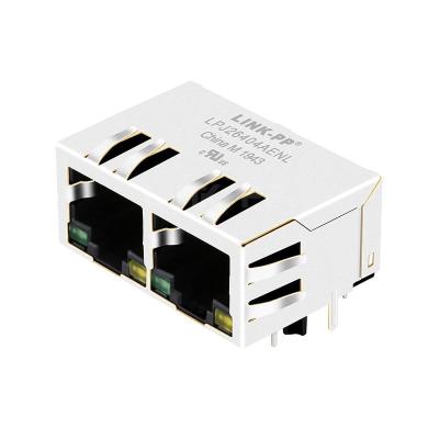 China LPJ26404AENL 10/100 Base-T Green/Yellow Led Tab Down 1x2 Port Integrated RJ45 FastJacks for sale