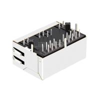 China LPJ26404AENL 10/100 Base-T Green/Yellow Led Tab Down 1x2 Port Integrated RJ45 FastJacks for sale