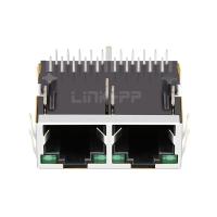 China LPJG26843AFNL 100/1000 Base-T Tab Down Green/Green LED 1x2 Port RJ45 Magnetic Connectors for sale