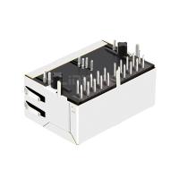 China LPJG26843AFNL 100/1000 Base-T Tab Down Green/Green LED 1x2 Port RJ45 Magnetic Connectors for sale