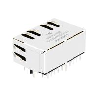 China LPJG26843AFNL 100/1000 Base-T Tab Down Green/Green LED 1x2 Port RJ45 Magnetic Connectors for sale