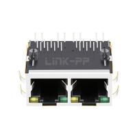 China LPJ21014BHNL 10/100 Base-T 1x2 Port Integrated RJ45 Connectors Tab Up Green/Yellow LED for sale