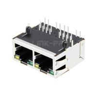 China LPJ21014BHNL 10/100 Base-T 1x2 Port Integrated RJ45 Connectors Tab Up Green/Yellow LED for sale