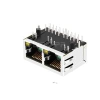 China LPJ26404-8AENL 10/100 Base-T Tab Down Green/Yellow LED 1x2 Port RJ45 Ethernet Connector for sale