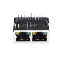 China LPJ26404-8AENL 10/100 Base-T Tab Down Green/Yellow LED 1x2 Port RJ45 Ethernet Connector for sale