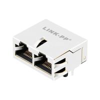 China LPJ21028CNL 10/100 Base-T Without Led Tab UP 1x2 Port RJ45 Female Connectors for sale