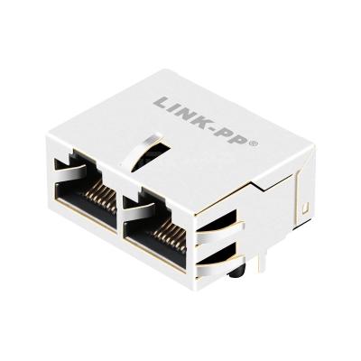 China LPJ21028CNL 10/100 Base-T Without Led Tab UP 1x2 Port RJ45 Female Connectors for sale