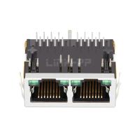 China LPJ26404AFNL 10/100 Base-T 8p8c Tab Down Green/Green LED 1x2 Port Ethernet RJ45 Connector for sale