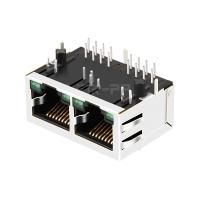 China LPJ26404AFNL 10/100 Base-T 8p8c Tab Down Green/Green LED 1x2 Port Ethernet RJ45 Connector for sale