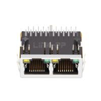 China LPJG26806ABNL 100/1000 Base-T 1x2 Port RJ45 Ethernet Magjack Tab Down Green/Yellow LED for sale