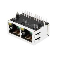 China LPJG26962ABNL 10/100/1000 Base-T Tab Down Green/Yellow LED 1x2 Port Lan Ethernet RJ45 for sale