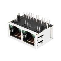China LPJG26918AFNL 100/1000 Base-T 10p8c Tab Down Green/Green LED 1x2 Port RJ45 Connector for sale