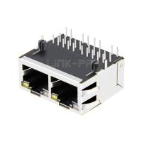 China Belfuse 0826-1X2T-HT-F Compatible LINK-PP 2.5G Base-T Tab Up 1x2 Port POE RJ45 Connector Green&Orange/Yellow Led for sale