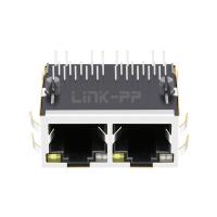 China Belfuse 0826-1X2T-HT-F Compatible LINK-PP 2.5G Base-T Tab Up 1x2 Port POE RJ45 Connector Green&Orange/Yellow Led for sale