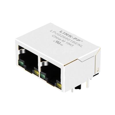 China LPJG26901BENL 100/1000 Base-T 1x2 Port RJ45 Female Connector Tab Down Green/Yellow LED for sale