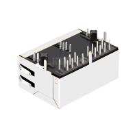 China LPJ23204AENL 10/100 Base-T 1x2 Port PoE Ethernet RJ45 Connectors Tab Up Green/Yellow LED for sale
